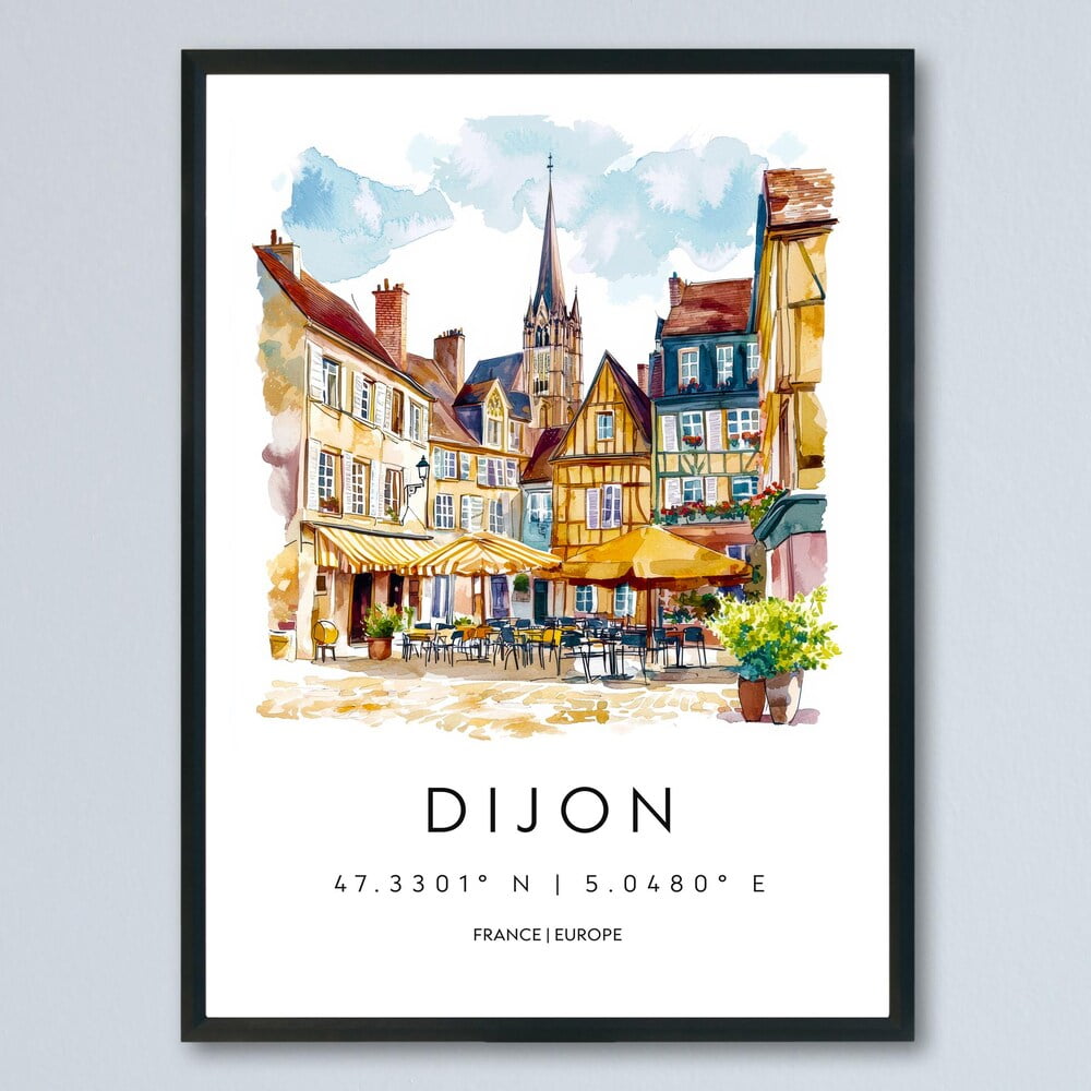 Kna Prints - 1 Pc Poster Dijon Watercolor Poster Dijon Travel France ...