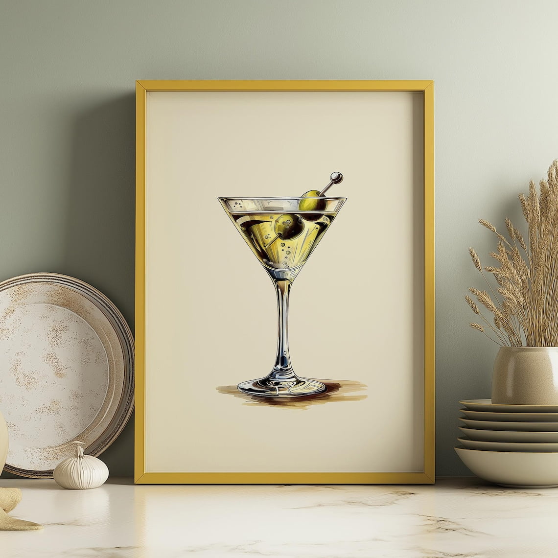 Kna Prints - 1 Pc Poster Dirty Martini Cocktail Print, Retro Alcohol ...