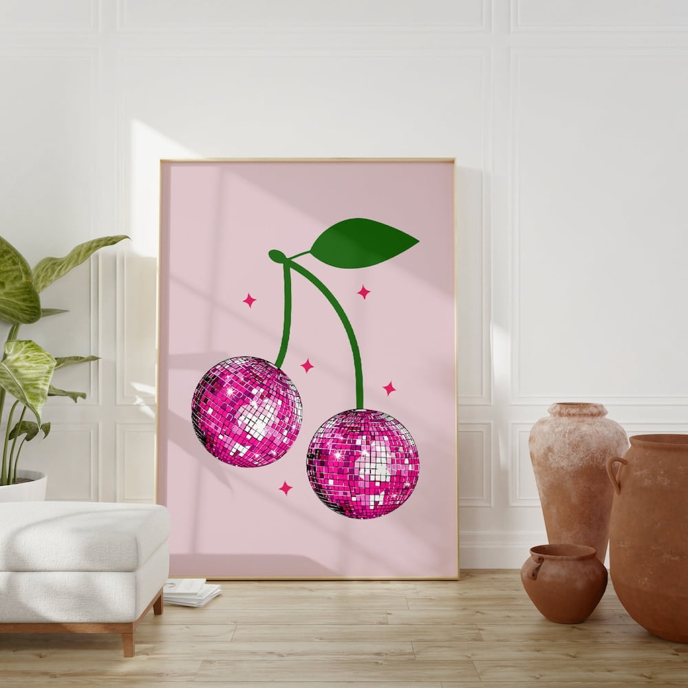 Kna Prints - 1 Pc Poster Disco Ball Cherries Print, Trendy Wall Art ...