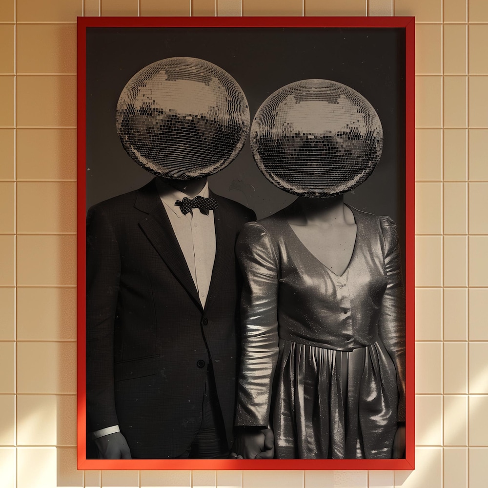 Kna Prints - 1 Pc Poster Disco Ball Party Poster, Funky Black Wall Art ...