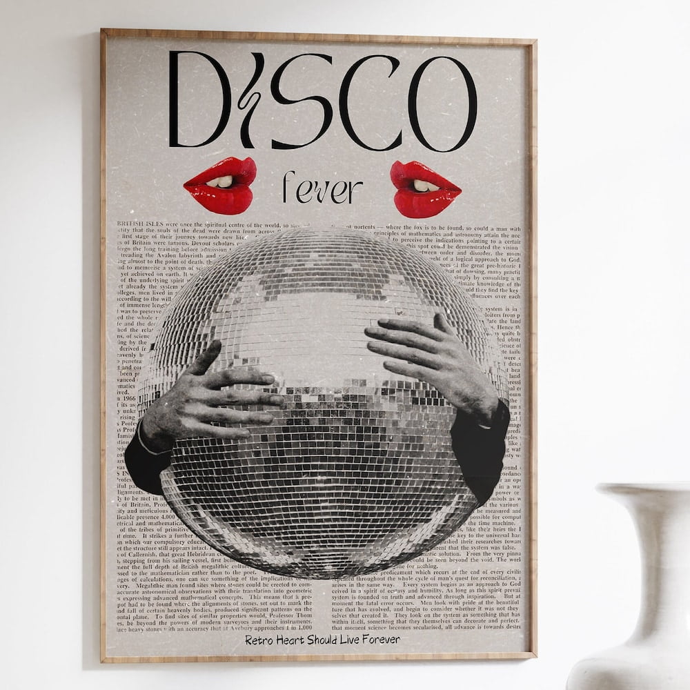 Kna Prints - 1 Pc Poster Disco Ball Poster, 70S Poster, Black Wall Art ...