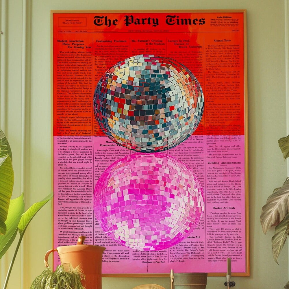 Kna Prints - 1 Pc Poster Disco Ball Poster, Pink Wall Art, Trippy Art ...