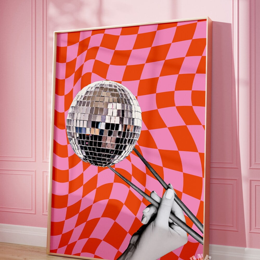 Kna Prints - 1 Pc Poster Disco Ball Print, Disco Chopstick Poster ...
