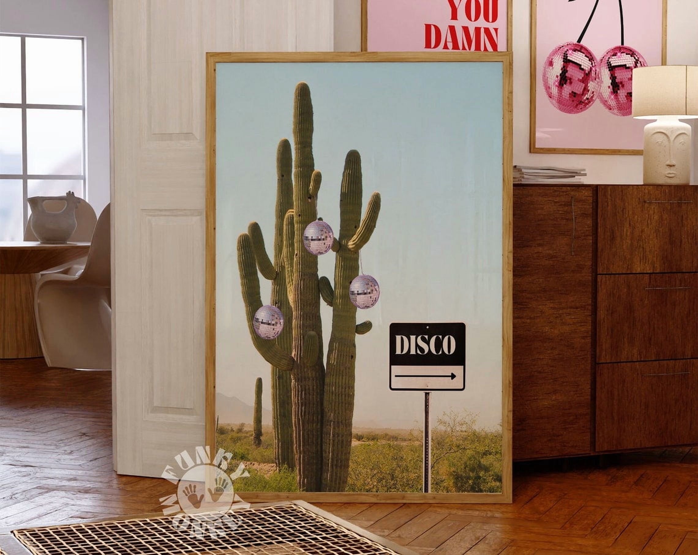 Kna Prints - 1 Pc Poster Disco Cactus Print, Trendy Wall Art, Retro Art ...