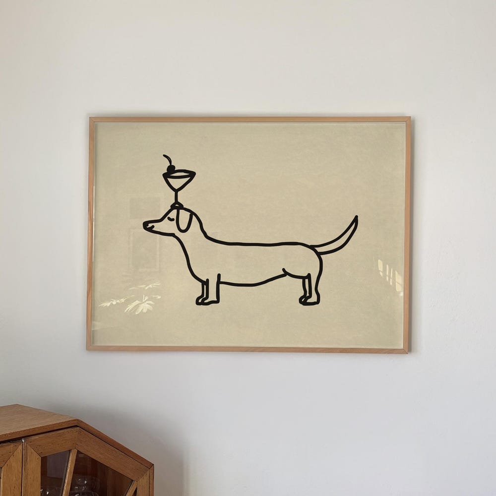 Kna Prints - 1 Pc Poster Dog Cocktail Print Trendy Bar Cart Decor ...