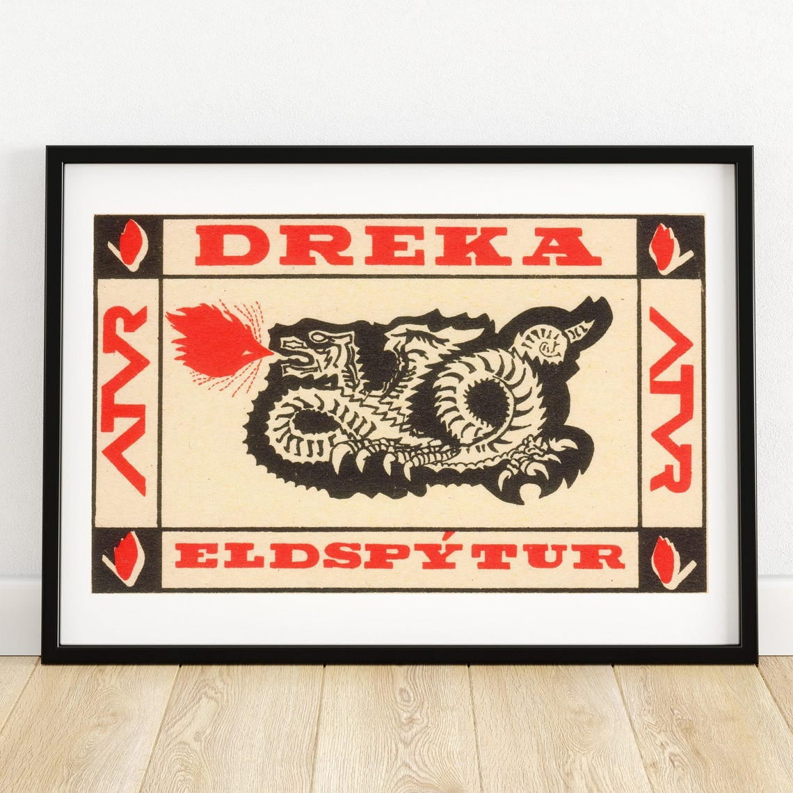 Kna Prints - 1 Pc Poster Dragon Matchbox Art Print Vintage Nordic Design Ique Wall Decor Bold ...