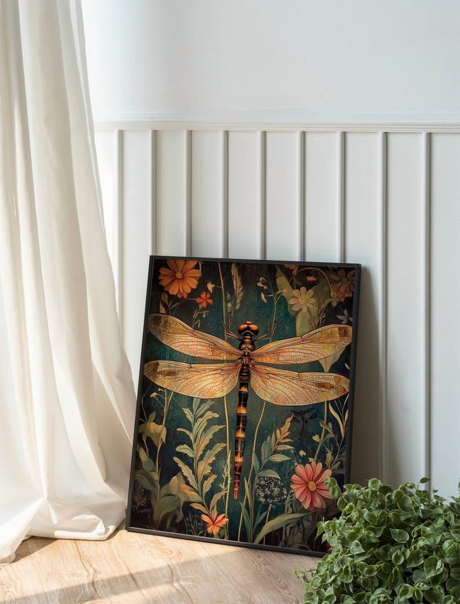 Kna Prints - 1 Pc Poster Dragonfly Cottagecore Art, Moody Botanical ...