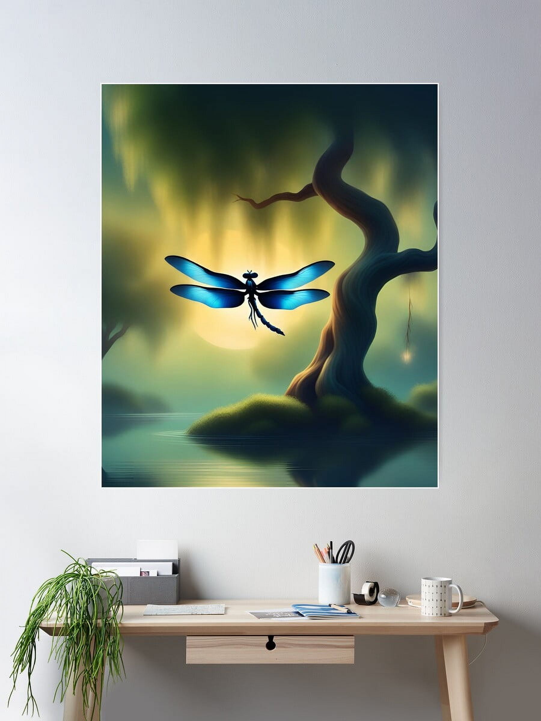 Kna Prints - 1 Pc Poster Dragonfly In Swamp At Dusk, UNFRAMED-24x36 ...