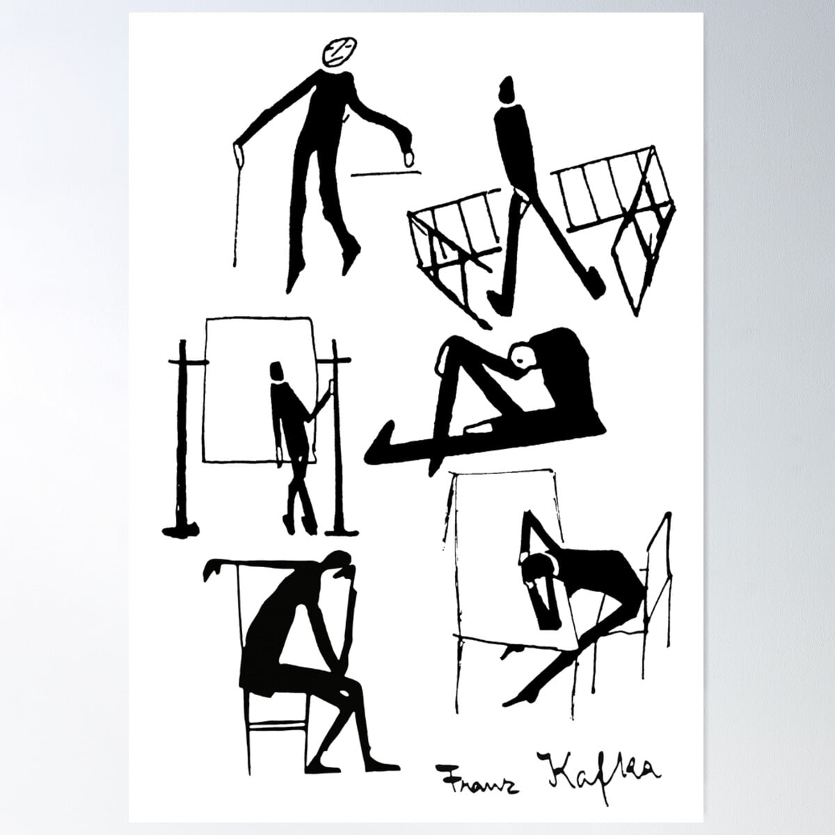 Kna Prints - 1 Pc Poster Drawings Of Franz Kafka, UNFRAMED-12x18 ...