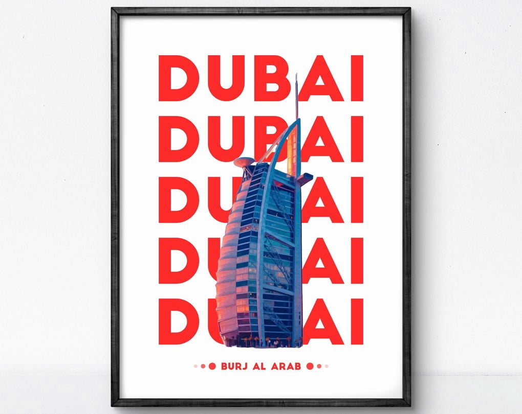 Kna Prints - 1 Pc Poster Dubai Burj Al Arab Minimalist Black-And-White ...