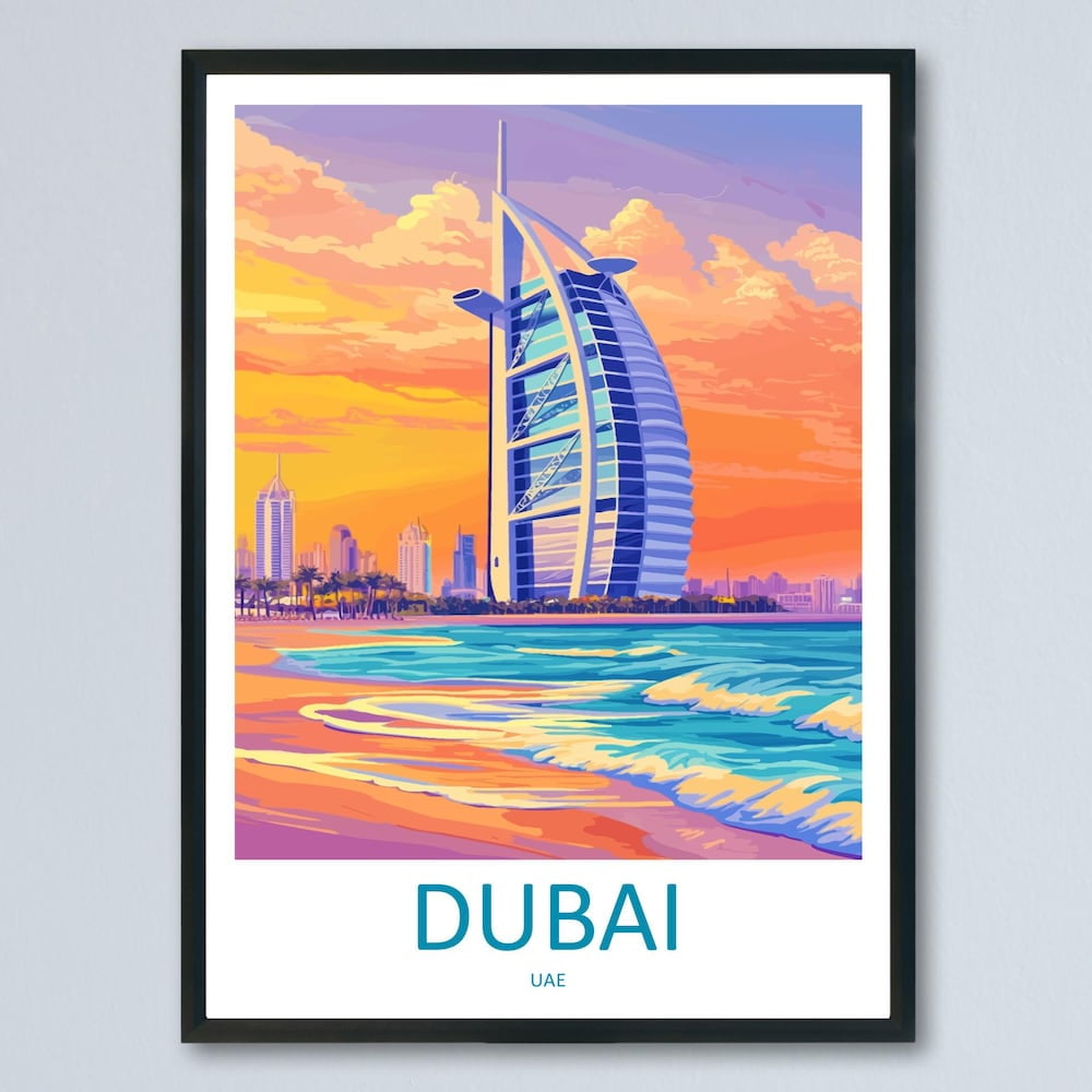 Kna Prints - 1 Pc Poster Dubai Travel Uae Wall Art City Skyline Poster ...