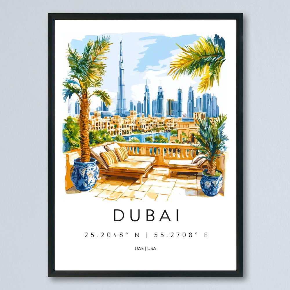 Kna Prints - 1 Pc Poster Dubai Watercolor Poster Dubai Travel Dubai ...