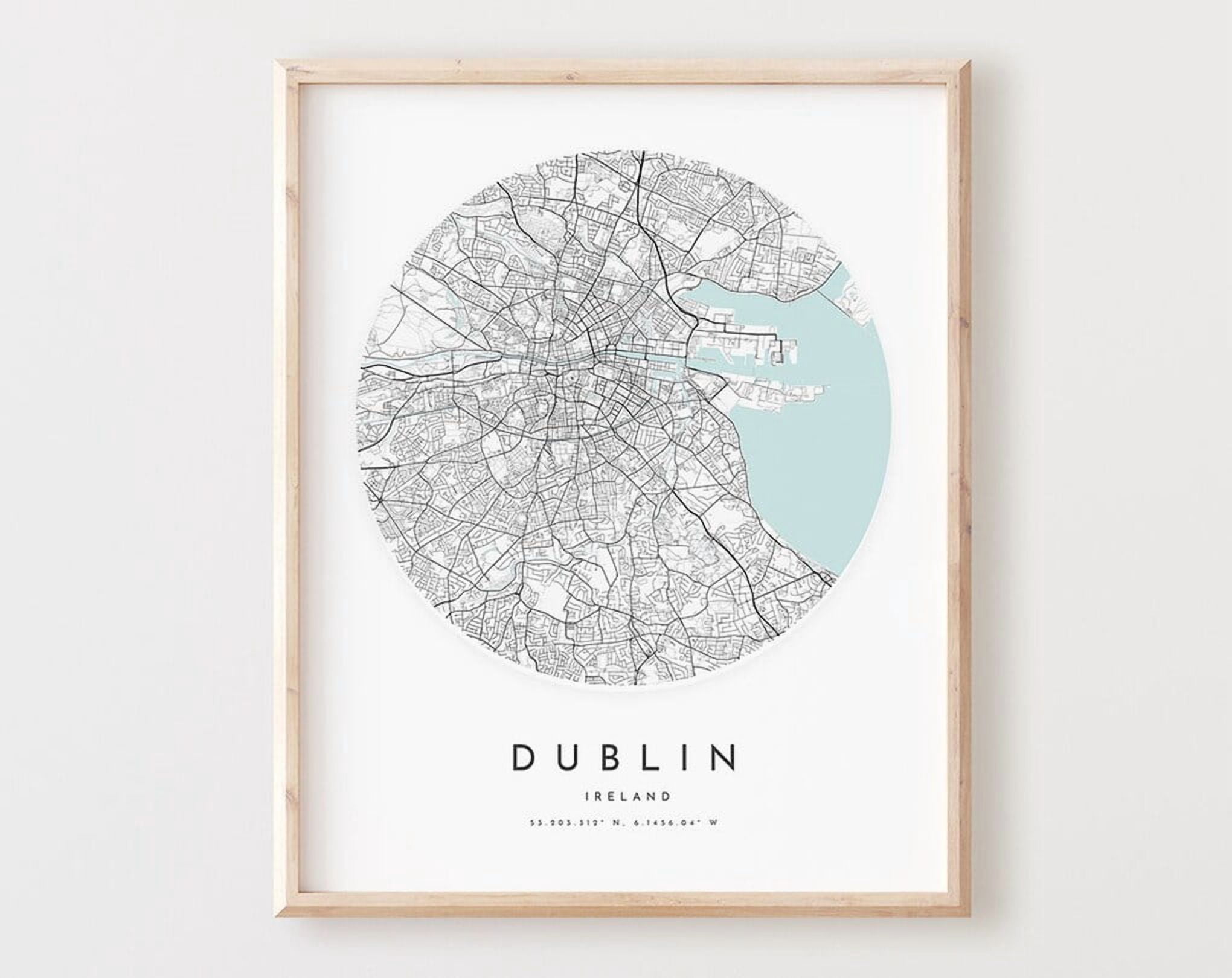 Kna Prints - 1 Pc Poster Dublin Map Print, Dublin Map City Wall Art ...