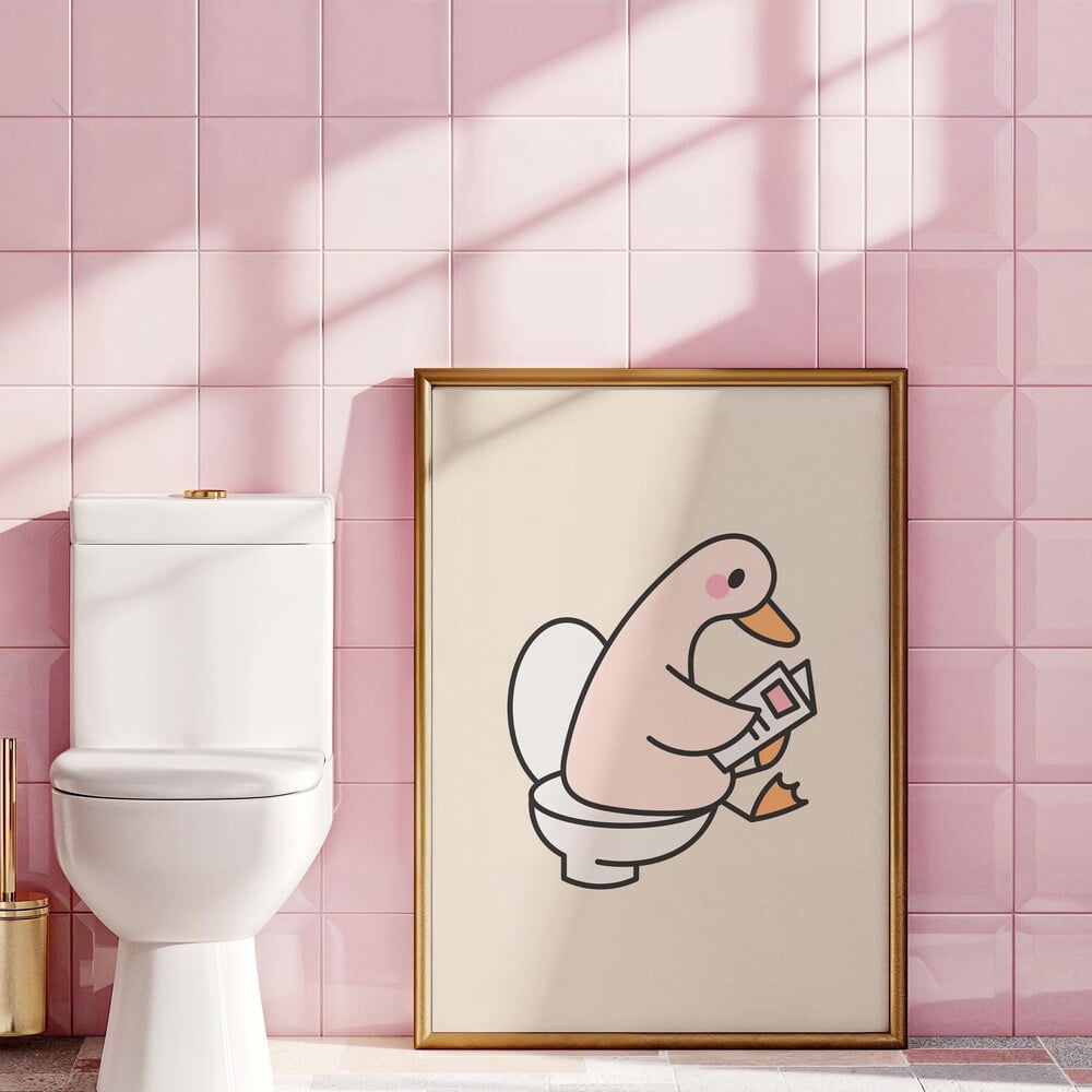 Kna Prints - 1 Pc Poster Duck On A Toilet Print, Duck Pooping Toilet ...