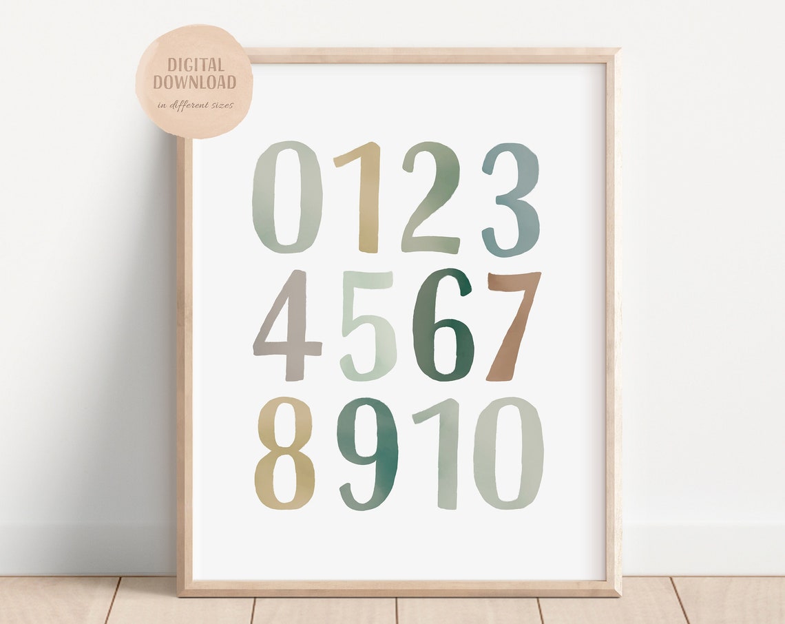 Kna Prints - 1 Pc Poster Earth Tones Numbers , Educational , Montessori ...