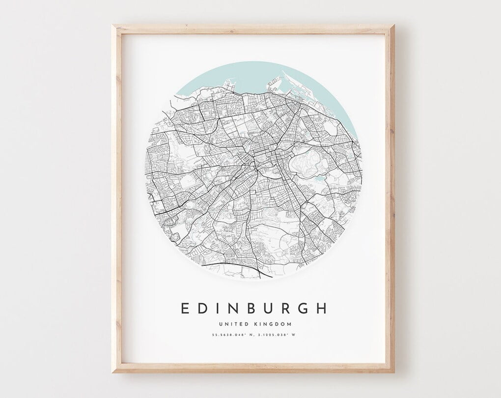 Kna Prints - 1 Pc Poster Edinburgh Map Print, Edinburgh Map City Wall ...