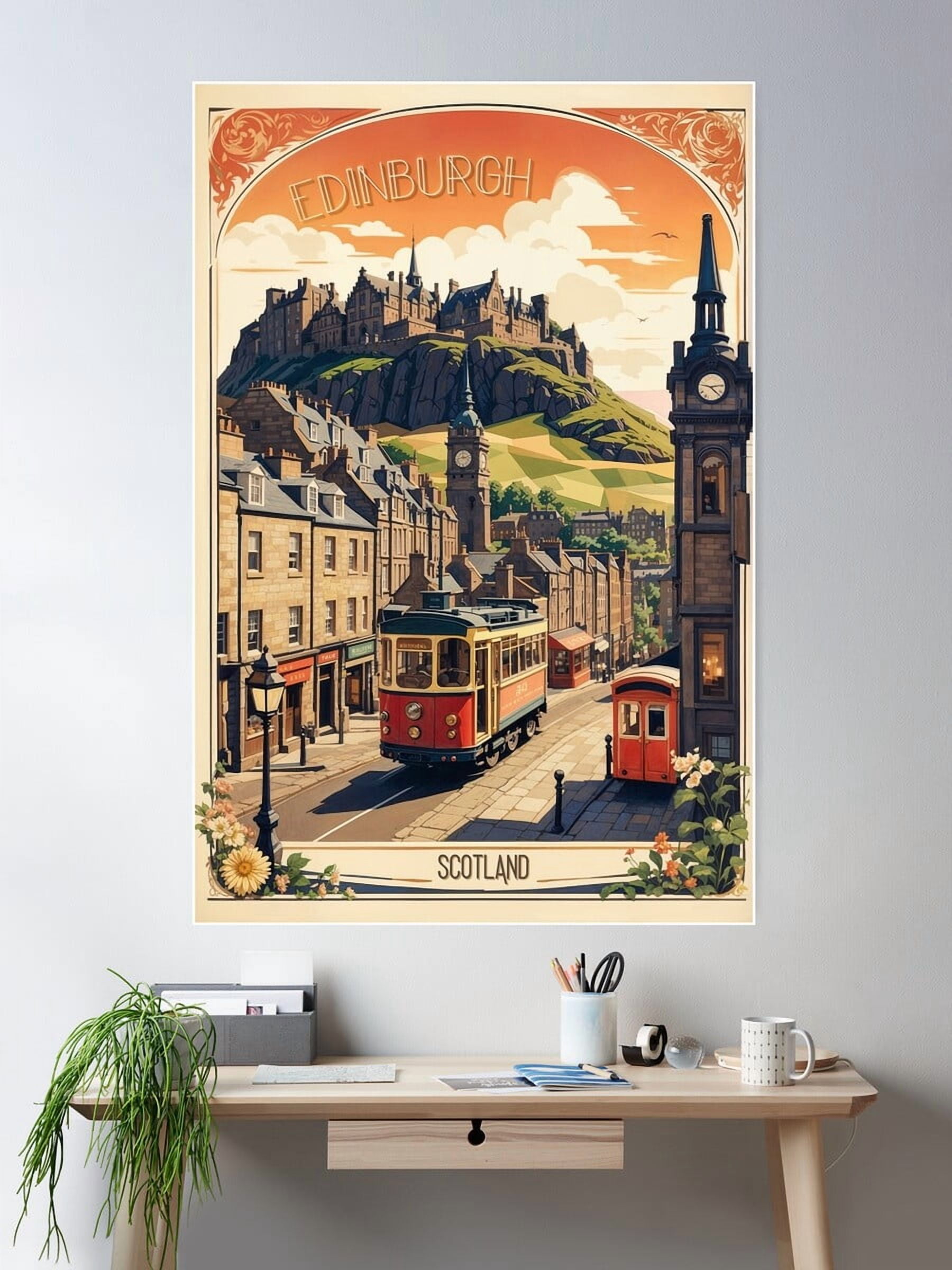 Kna Prints - 1 Pc Poster Edinburgh Nostalgia: Vintage Retro, UNFRAMED ...