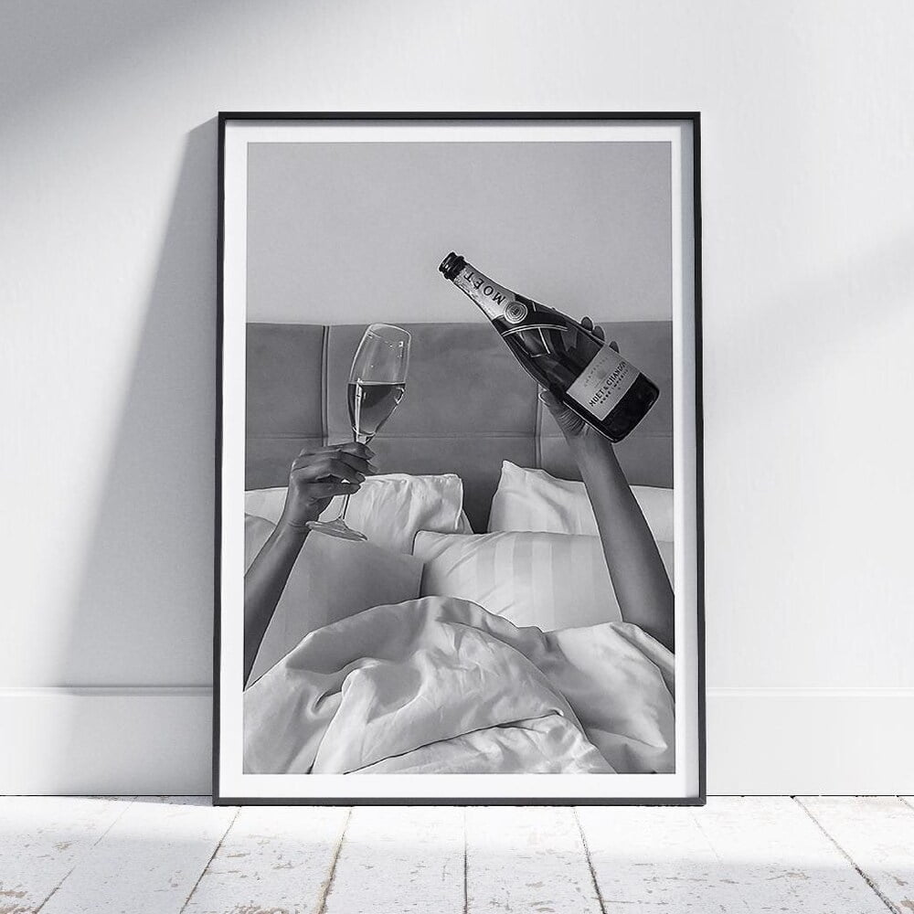Kna Prints - 1 Pc Poster Elegant Champagne Celebration Wall Art, Black ...
