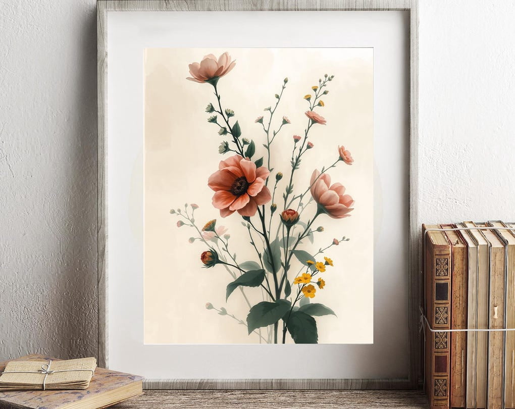 Kna Prints - 1 Pc Poster Elegant Floral Botanical Print Vintage ...