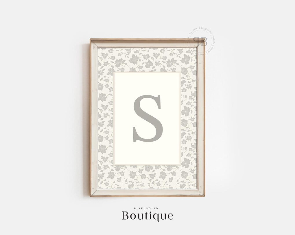 Kna Prints - 1 Pc Poster Elegant Floral Monogram Letter S Print, New ...