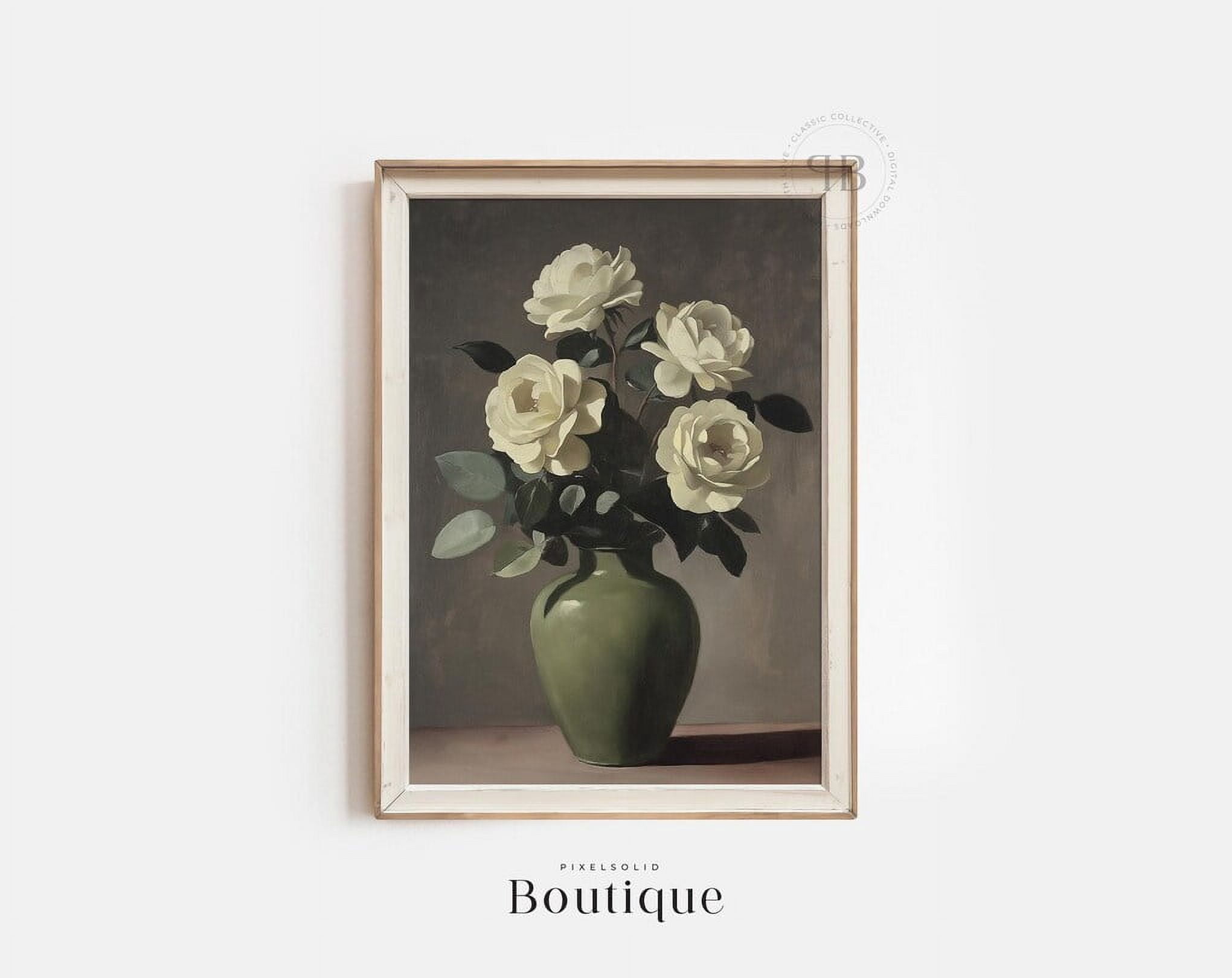 Kna Prints - 1 Pc Poster Elegant White Roses Print, Classic Botanical ...