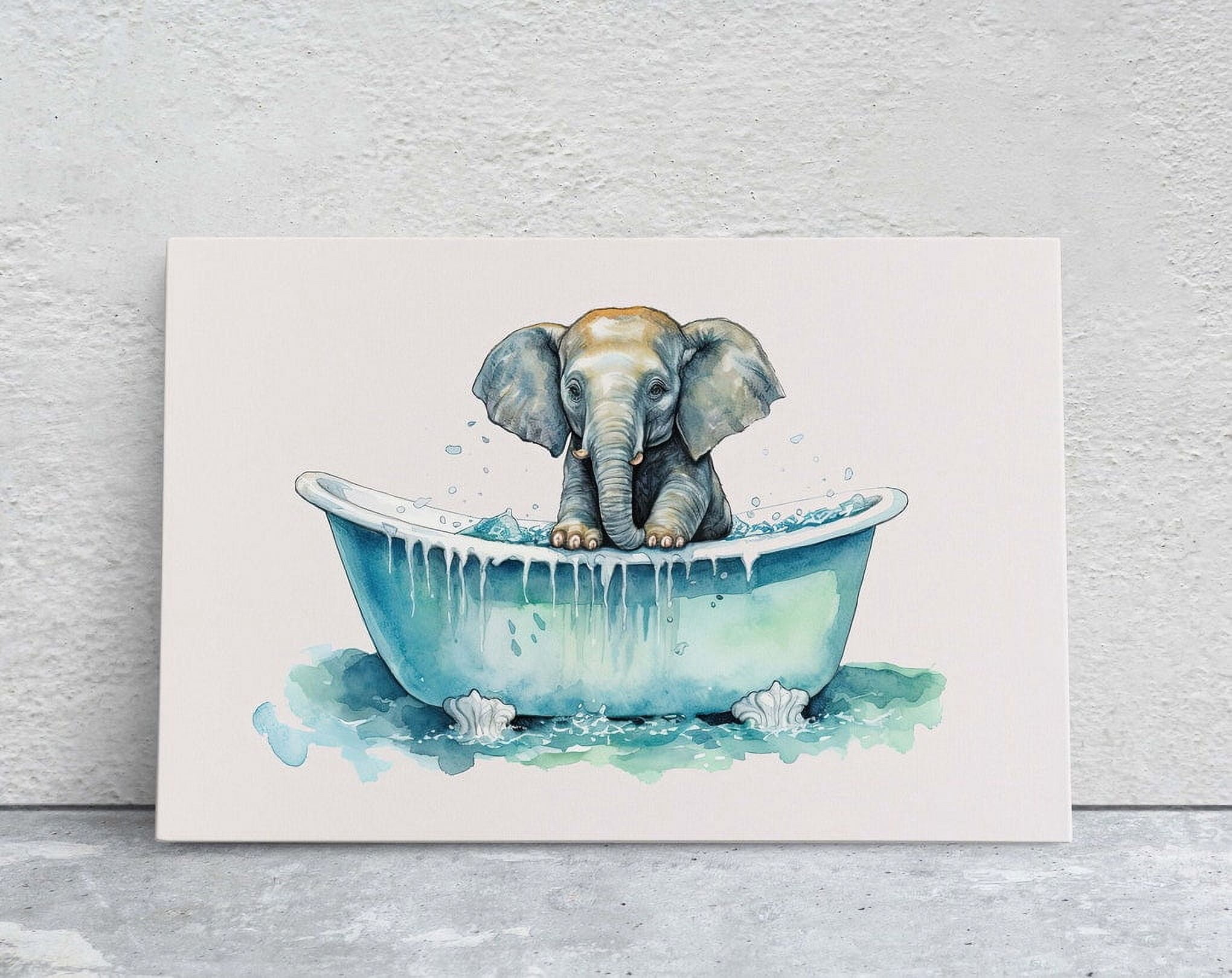 Kna Prints - 1 Pc Poster Elephant Bath, Elephant In Bathtub, Bathroom ...