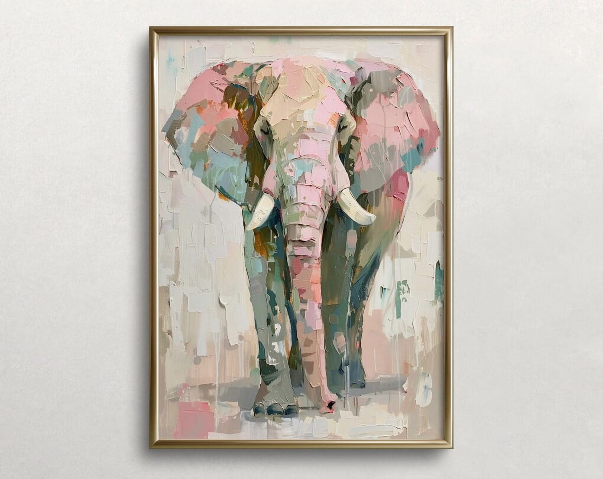 Kna Prints - 1 Pc Poster Elephant Wall Art Soft Pastel Colors Pink Wall ...