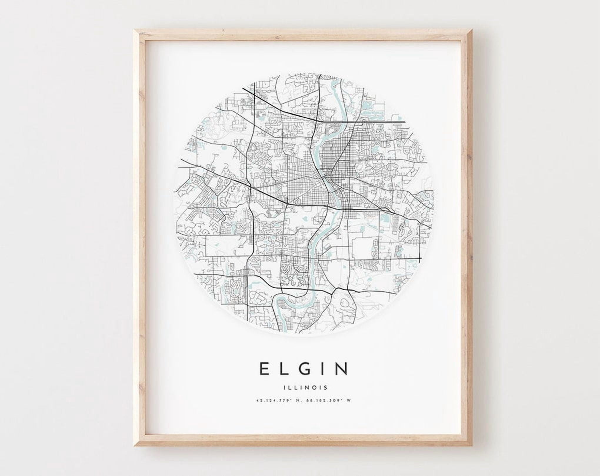 Kna Prints - 1 Pc Poster Elgin Map Print, Elgin Map City Wall Art, Il ...
