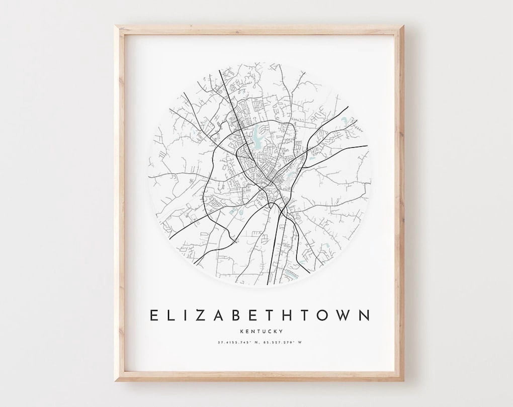 Kna Prints - 1 Pc Poster Elizabethtown Map Print, Elizabethtown Map ...