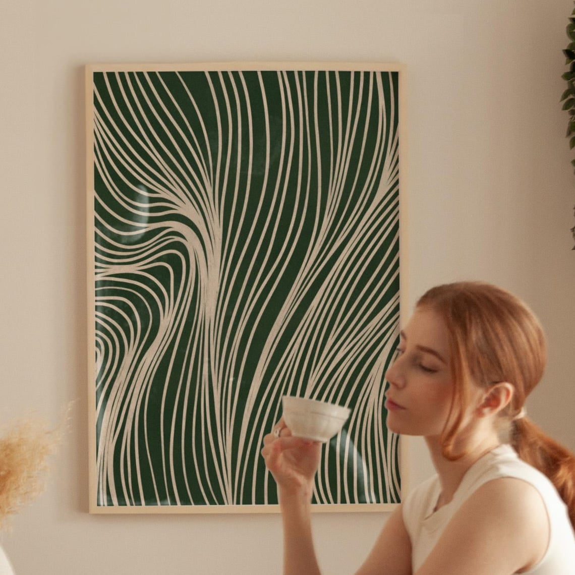Kna Prints - 1 Pc Poster Emerald Abstract Lines Art Print, Printable ...