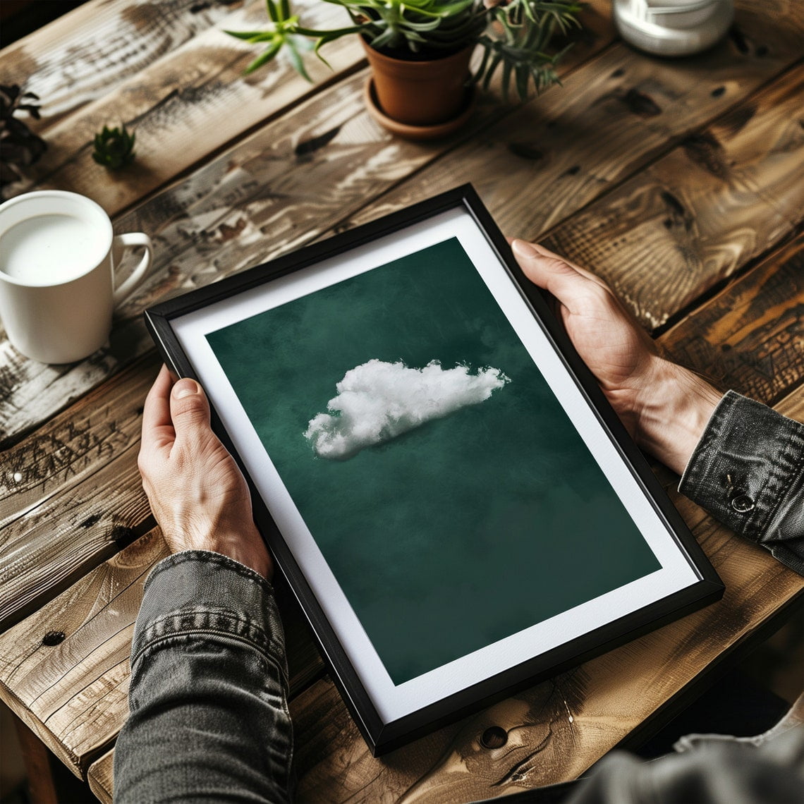 Kna Prints - 1 Pc Poster Emerald Green Cloud Print Abstract Minimalist ...