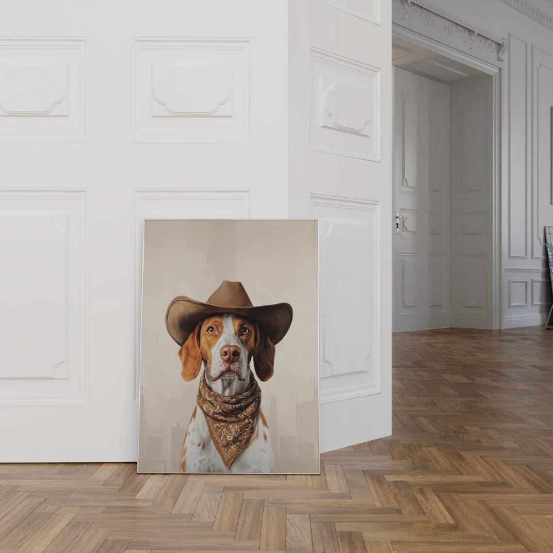 Kna Prints - 1 Pc Poster English Pointer Dog Cowgirl Hat Print, Neutral ...