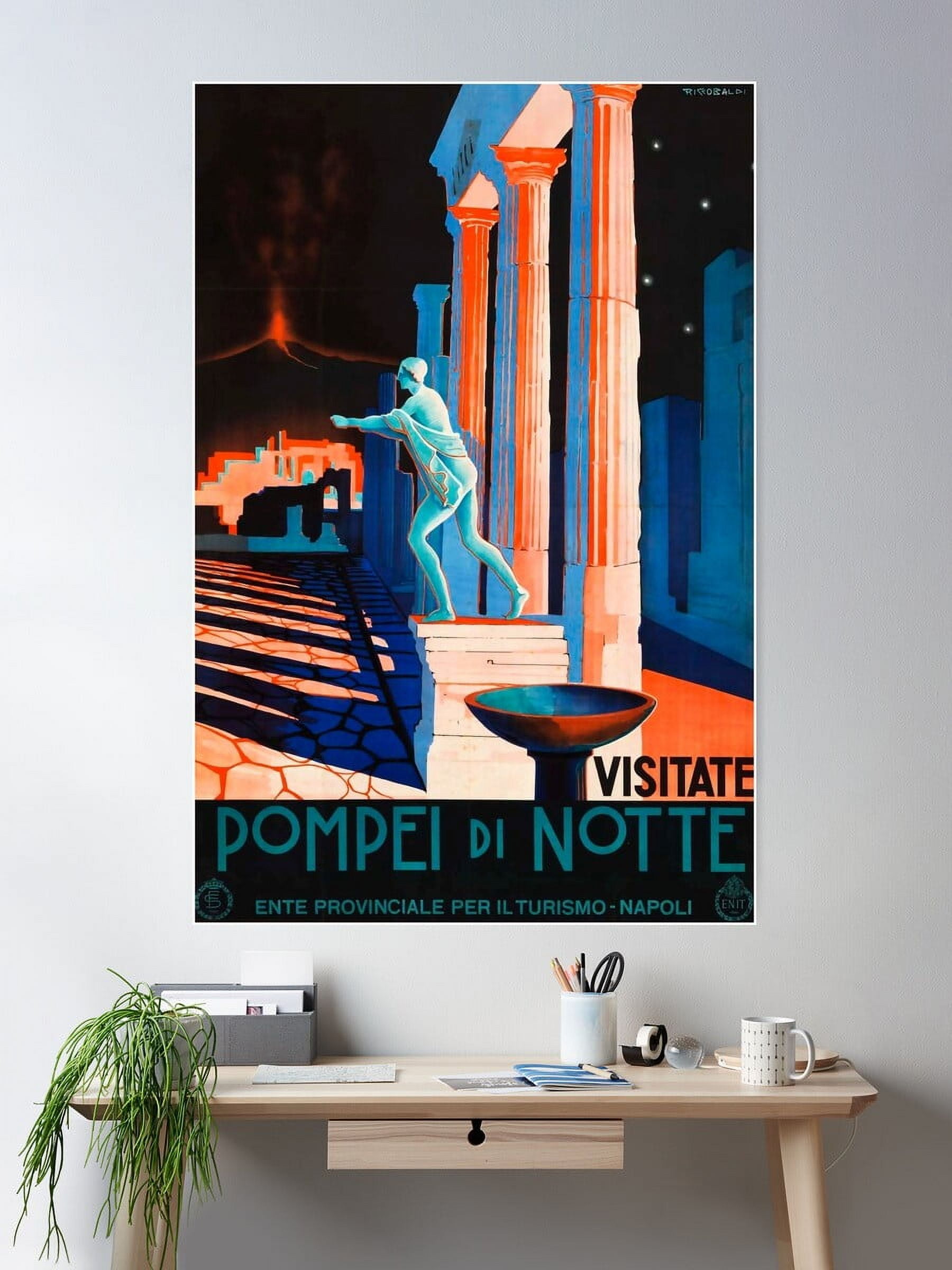 Kna Prints - 1 Pc Poster Enit Pompei Di Nopte Vintage Travel, UNFRAMED ...