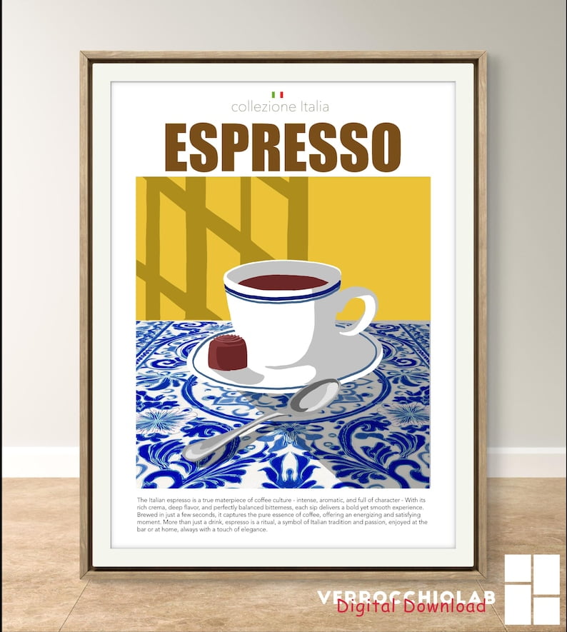 Kna Prints - 1 Pc Poster Espresso Coffee Print & Italian Kitchen , Vintage Cafã© Art, Espresso ...