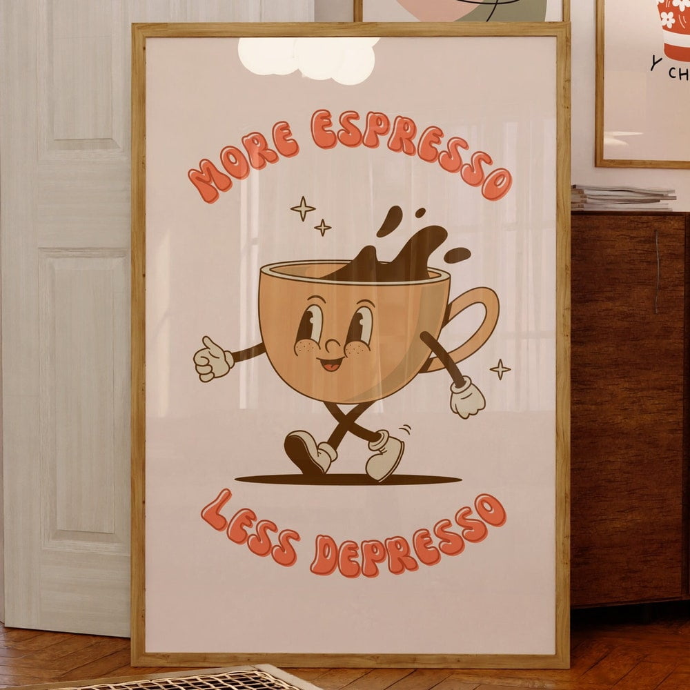 Kna Prints - 1 Pc Poster More Espresso Less Depresso Printable, Retro ...