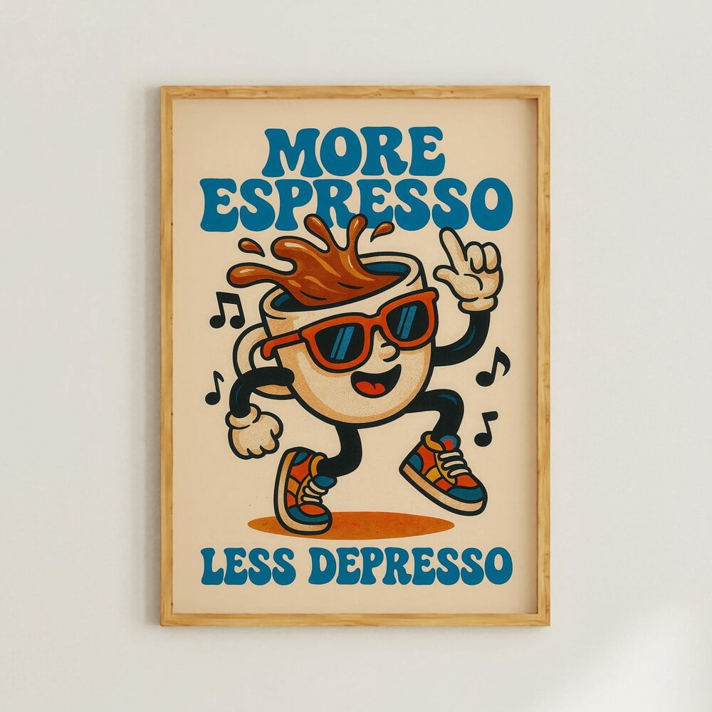 Kna Prints - 1 Pc Poster More Espresso Less Depresso Retro Coffee Quote ...