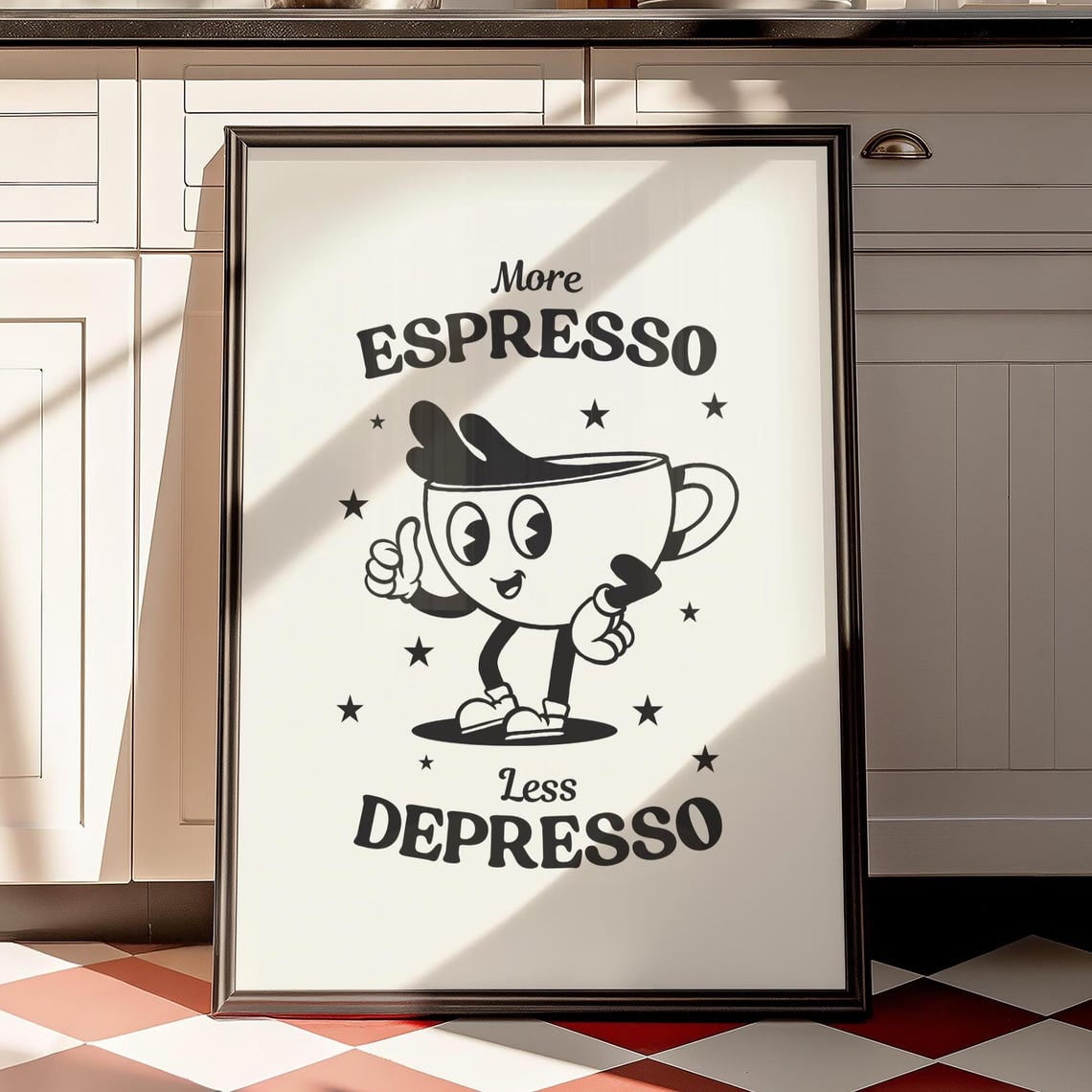 Kna Prints - 1 Pc Poster More Espresso Less Depresso Wall Art, Retro Coffee Print, Coffee ...
