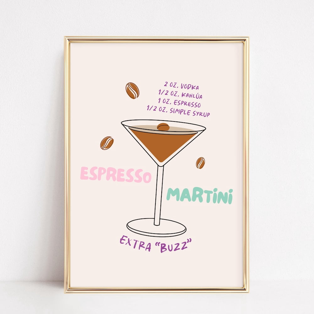 Kna Prints - 1 Pc Poster Espresso Martini Art Print | Boho Wall Art Bar ...