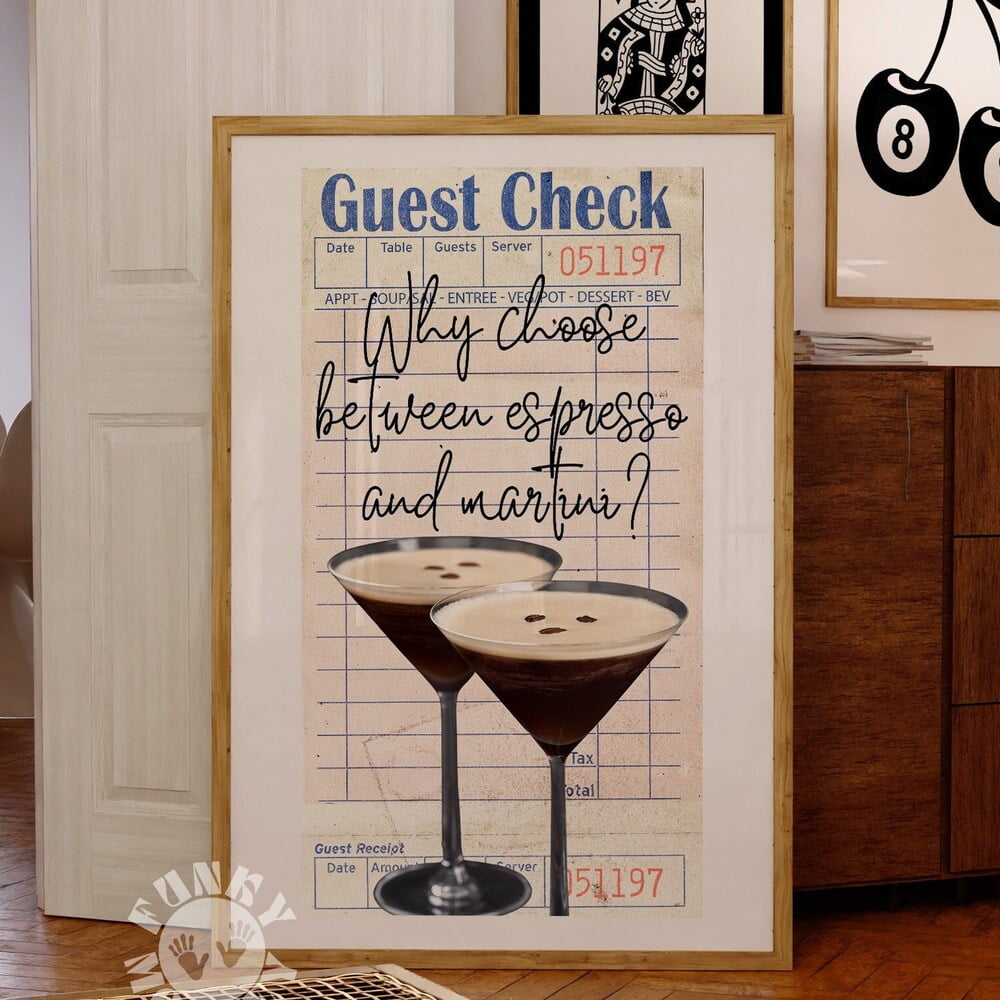 Kna Prints - 1 Pc Poster Espresso Martini Guest Check Print, Bar Cart Art Print, Retro Prints ...
