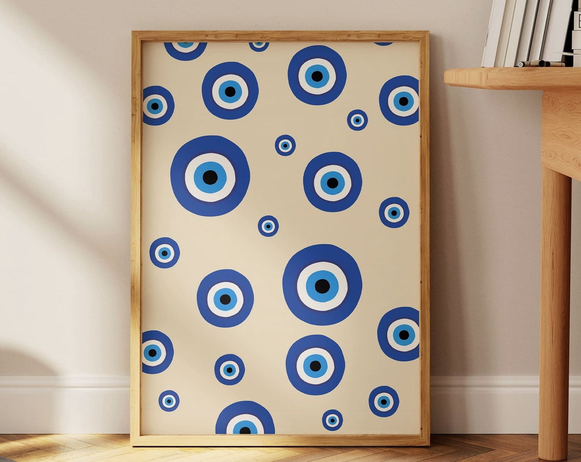 Kna Prints - 1 Pc Poster Evil Eye Print, Blue Evil Eye , Traditional ...