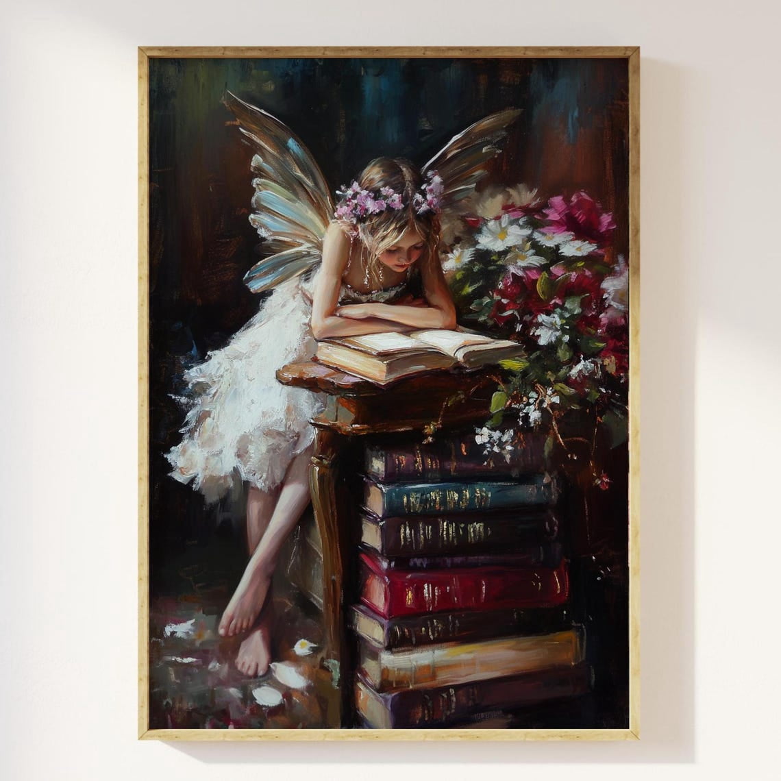 Kna Prints - 1 Pc Poster Fairy Reading A Book Whimsical Art Print ...