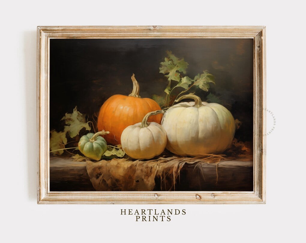 Kna Prints - 1 Pc Poster Fall Still Life Printable Pumpkin Art, Vintage ...