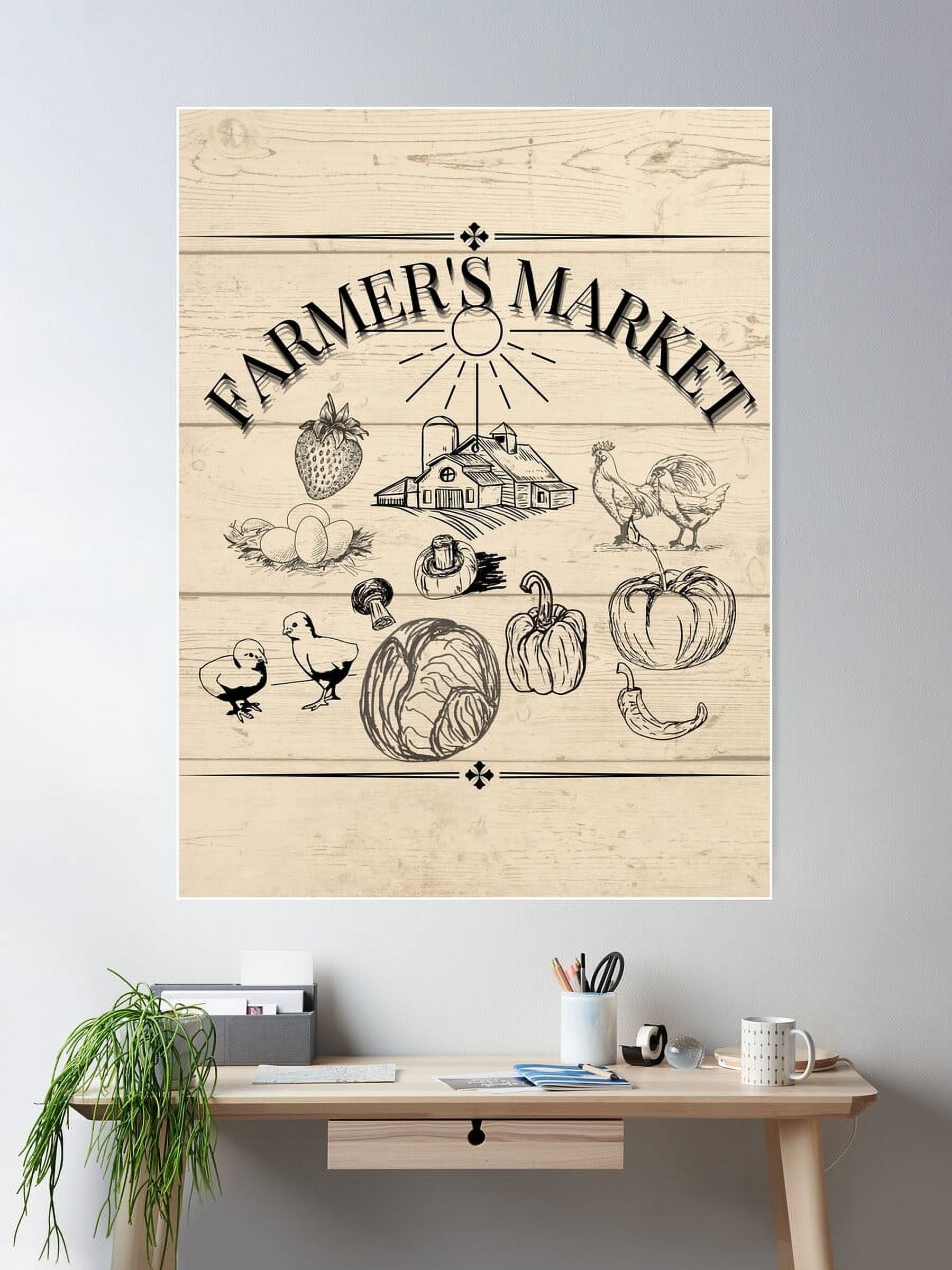 Kna Prints - 1 Pc Poster Farmers Market Design, UNFRAMED-24x36 ...