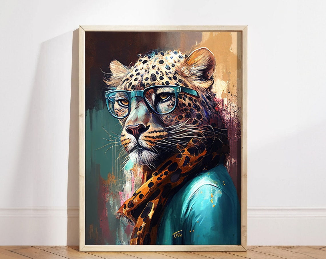Kna Prints - 1 Pc Poster Fashion Designer Leopard Portrait, Royal Pet ...