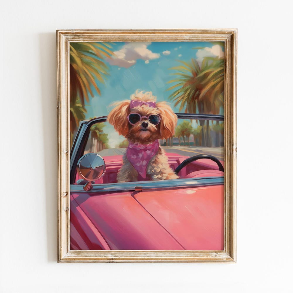 Kna Prints - 1 Pc Poster Fashionable Cavapoo Printable Wall Art, Trendy Palm Springs Puppy ...