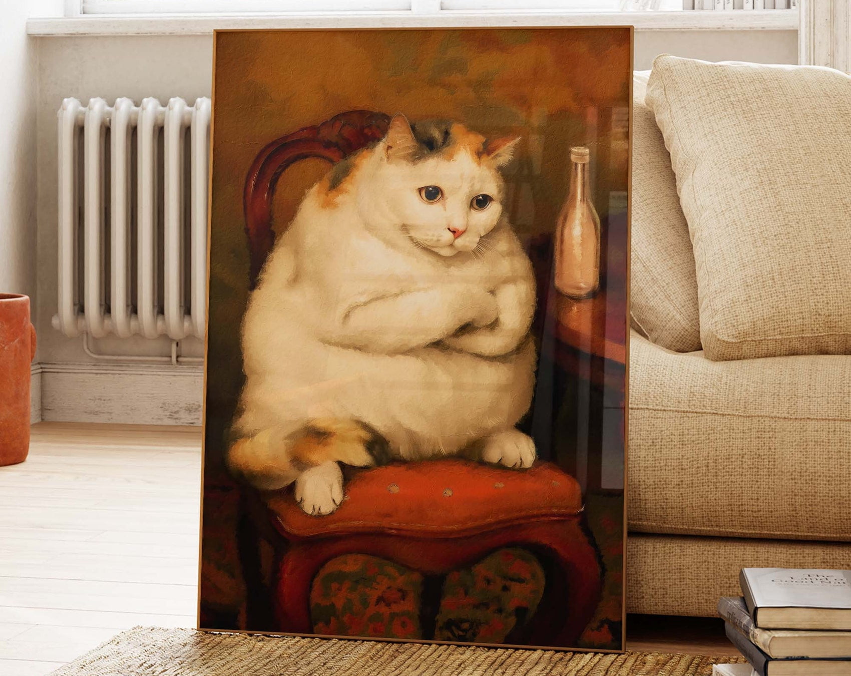 Kna Prints - 1 Pc Poster Fat Cat With Milk Bottle Altered Art Fny Cat ...