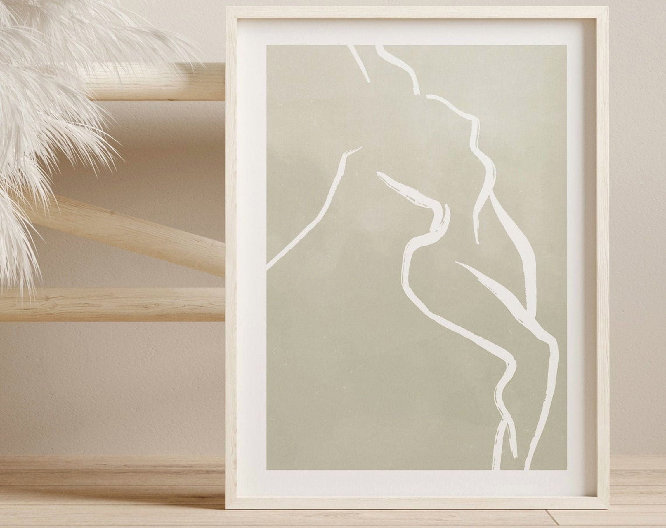 Kna Prints - 1 Pc Poster Female Line Art, Sage Green Printable, Japandi ...