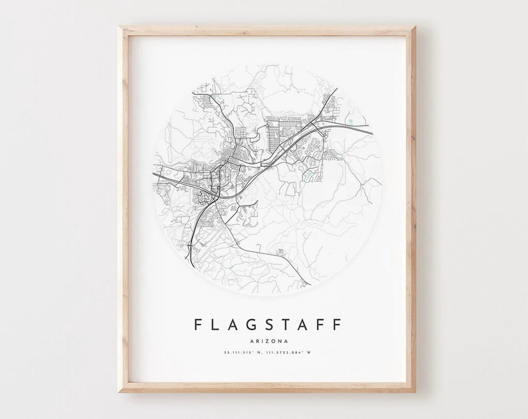 Kna Prints - 1 Pc Poster Flagstaff Map Print, Flagstaff Map City Wall ...