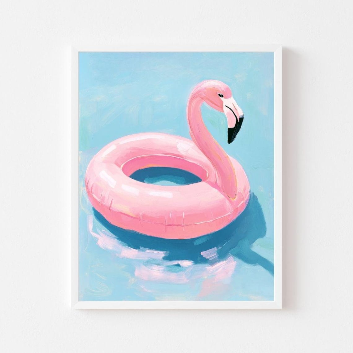 Kna Prints - 1 Pc Poster Flamingo Pool Float Painting Pink Summer Inner ...