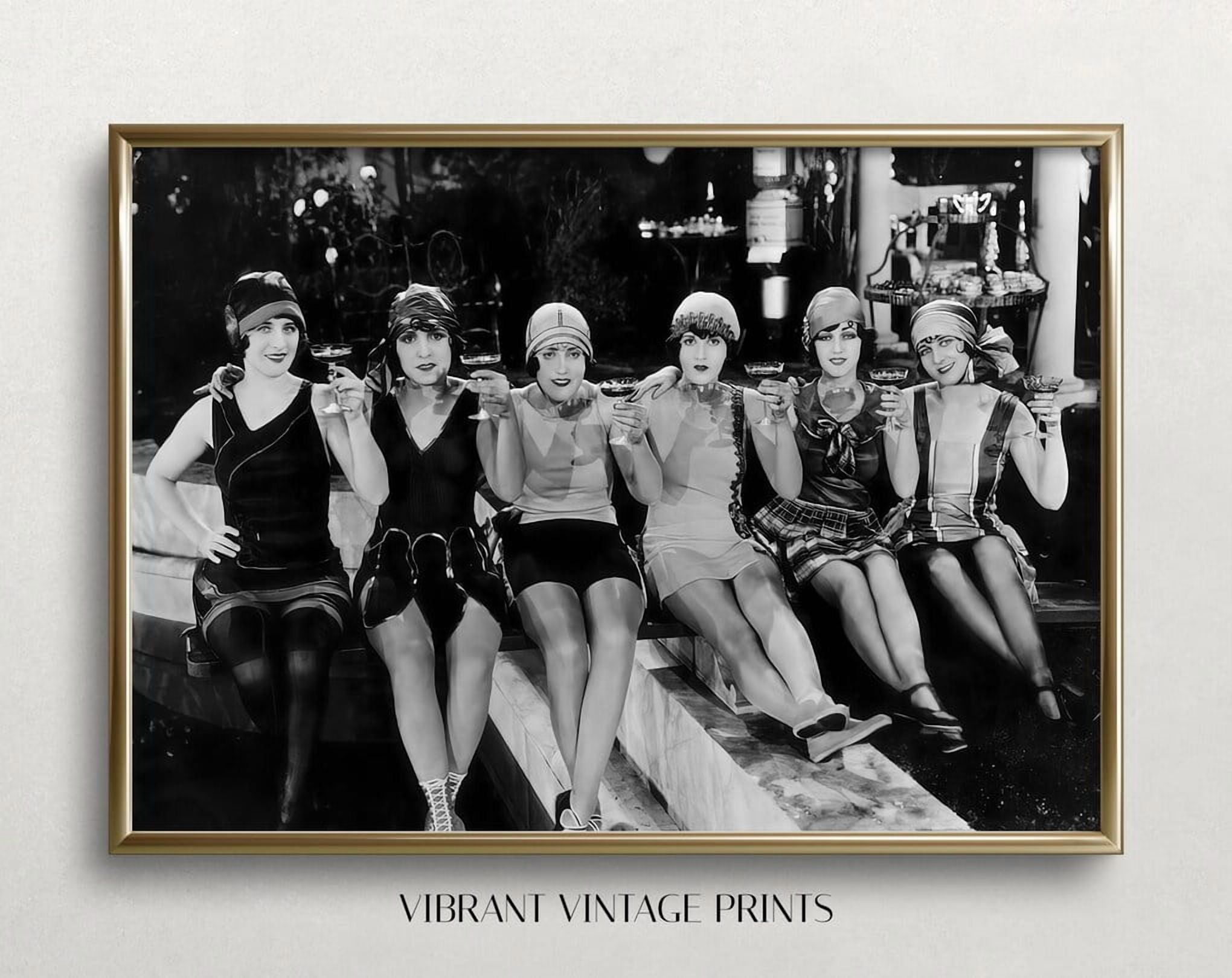 Kna Prints - 1 Pc Poster Flapper Girls Drinking, Black And White Art, Vintage Wall Art, Women ...